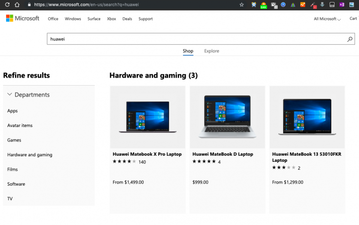 Huawei Laptops Return to Microsoft Online Store - Pandaily